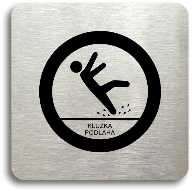 Accept Piktogram "pozor, kluzká podlaha" (80 × 80 mm) (stříbrná tabulka ...