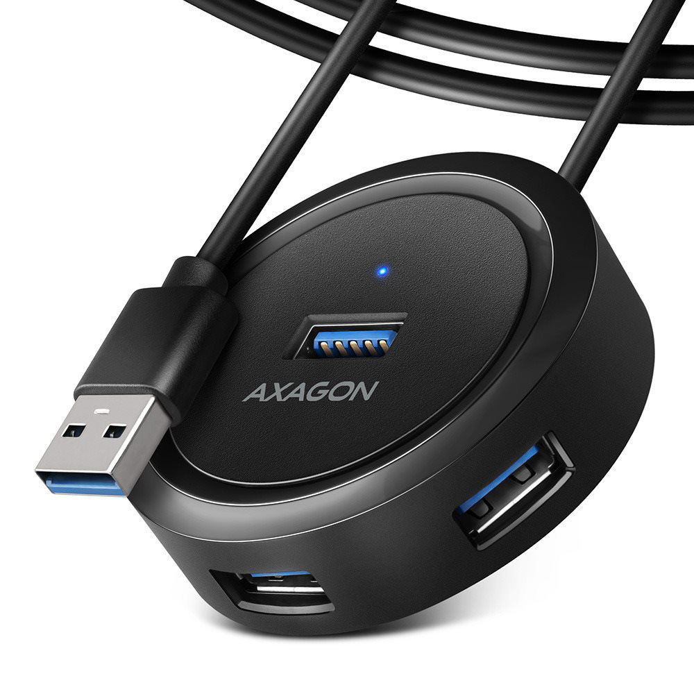 AXAGON HUE-P1AL ROUND Hub, USB-C 5Gbps, 4x USB-A, micro USB power IN ...