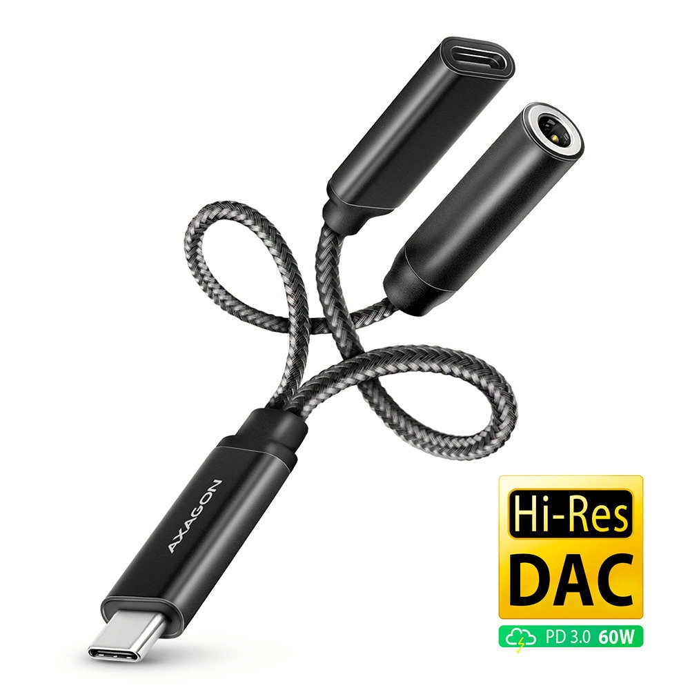 AXAGON ADA-HCPD, Hi-Res DAC audio adapter, 384kHz/32bit stereo, USB-C ...