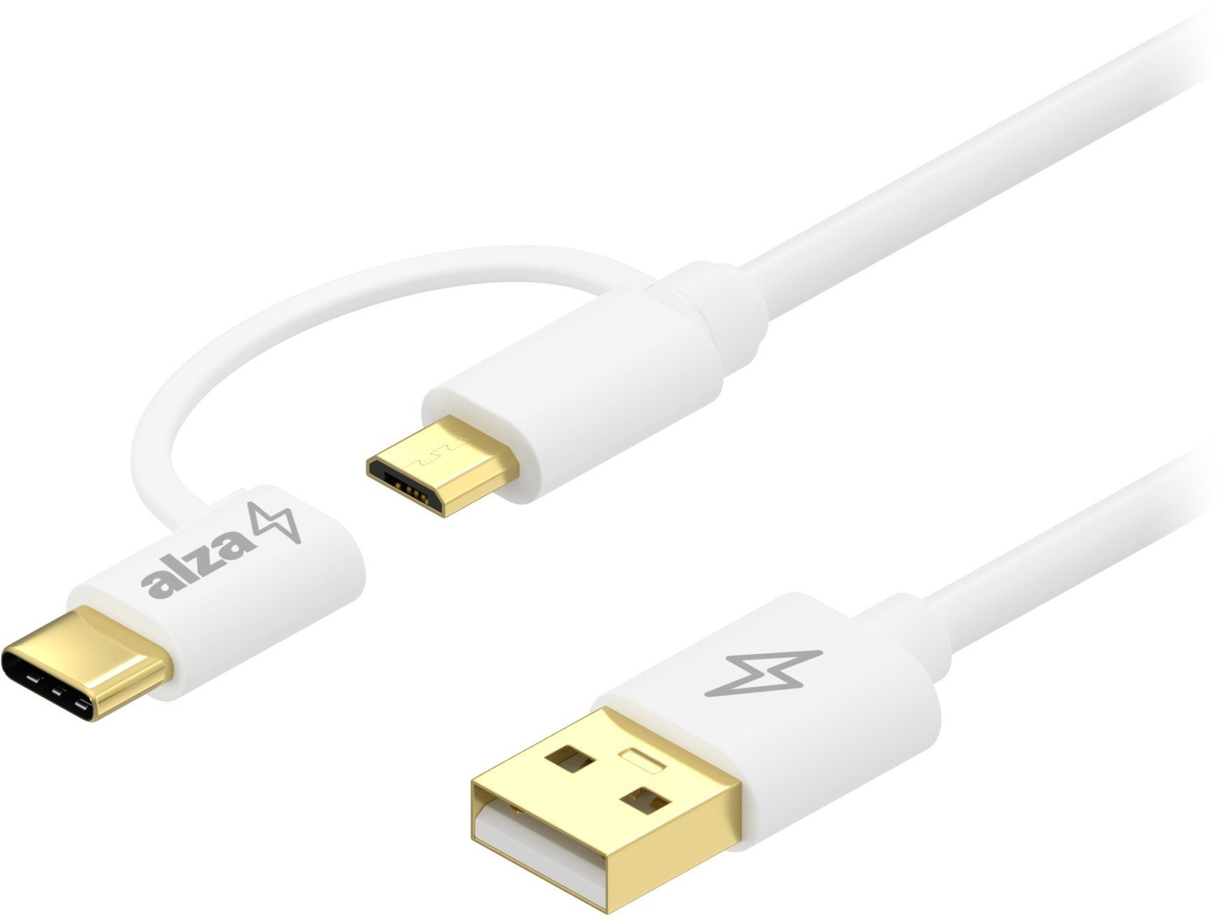 AlzaPower Core 2in1 USB-A to Micro USB/USB-C 0.5m bílý za 91 Kč ...