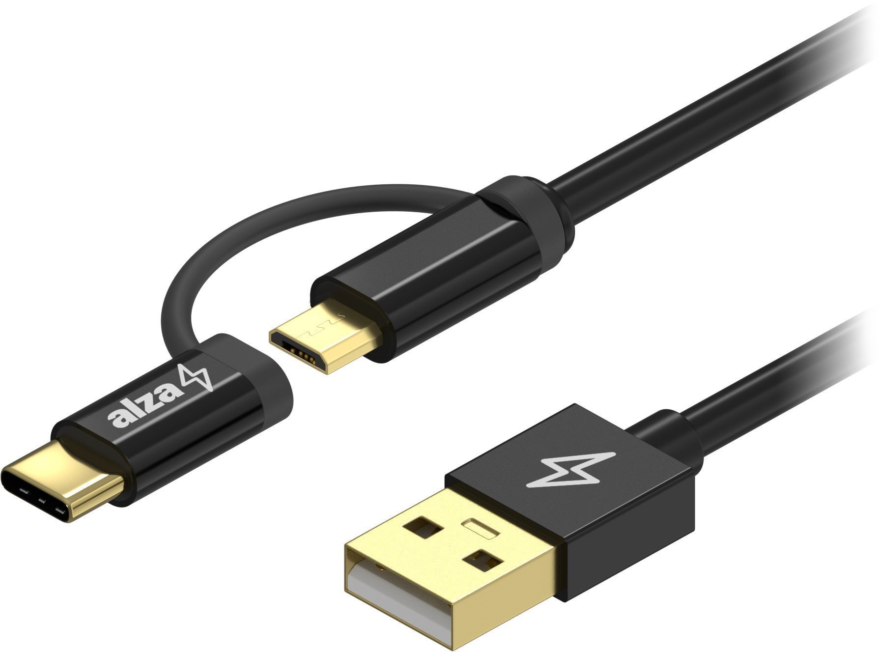 AlzaPower AluCore 2in1 USB-A to Micro USB/USB-C 2m černý za 118 Kč ...