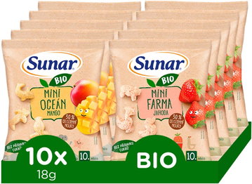 Sunar BIO chrumky mix príchutí jahoda a mango 10× 18 g - Chrumky pre ...