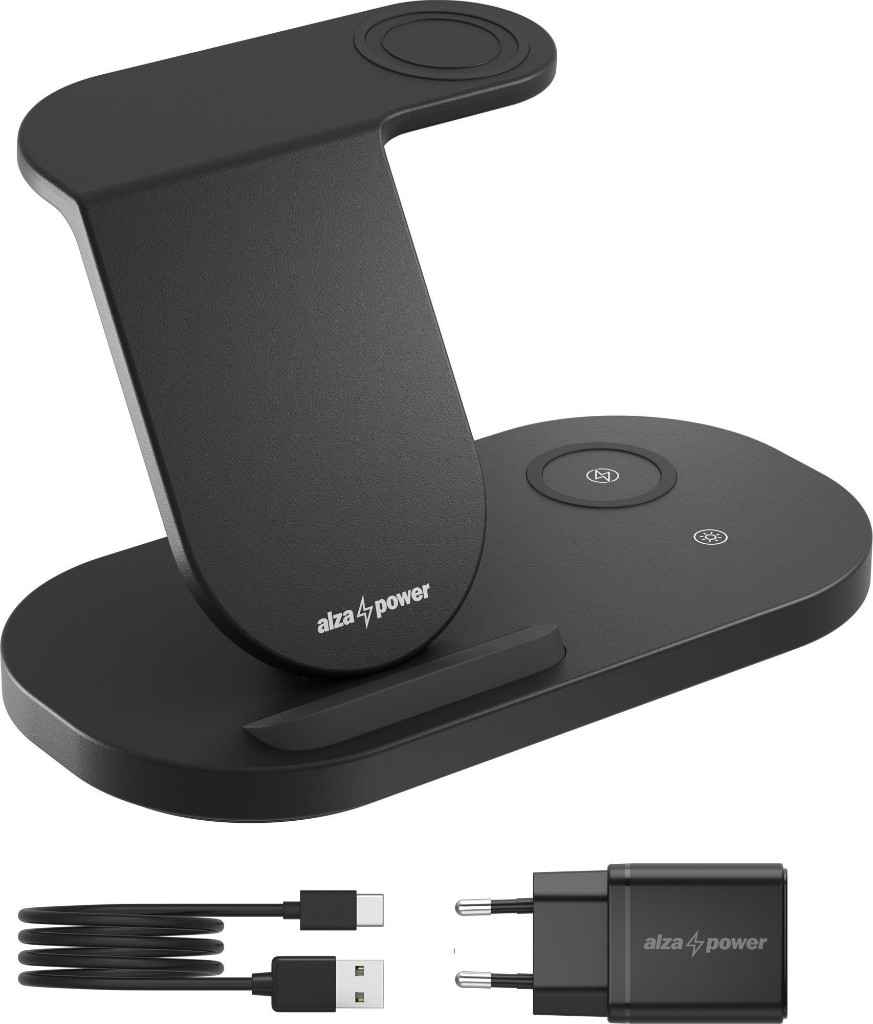 AlzaPower WSC100BB 3in1 Wireless Charger pro Samsung + nabíječka 20W ...