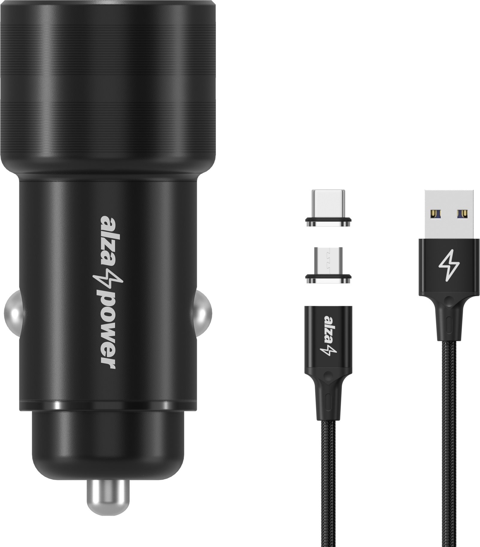 AlzaPower Car Charger P520 USB + USB-C Power Delivery černá + MagCore ...