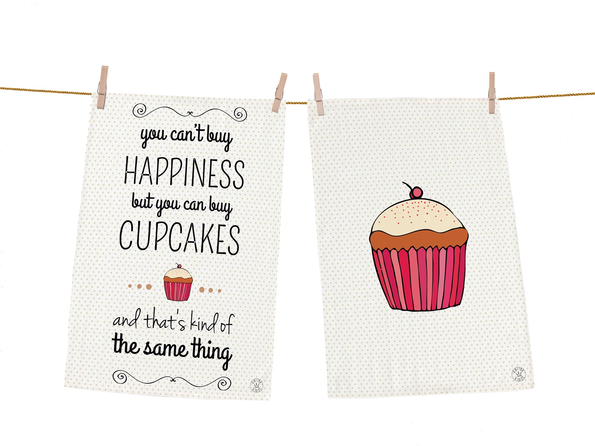 Butter Kings Happiness and Cupcakes Kitchen Towel Set Dish Cloth alza.sk