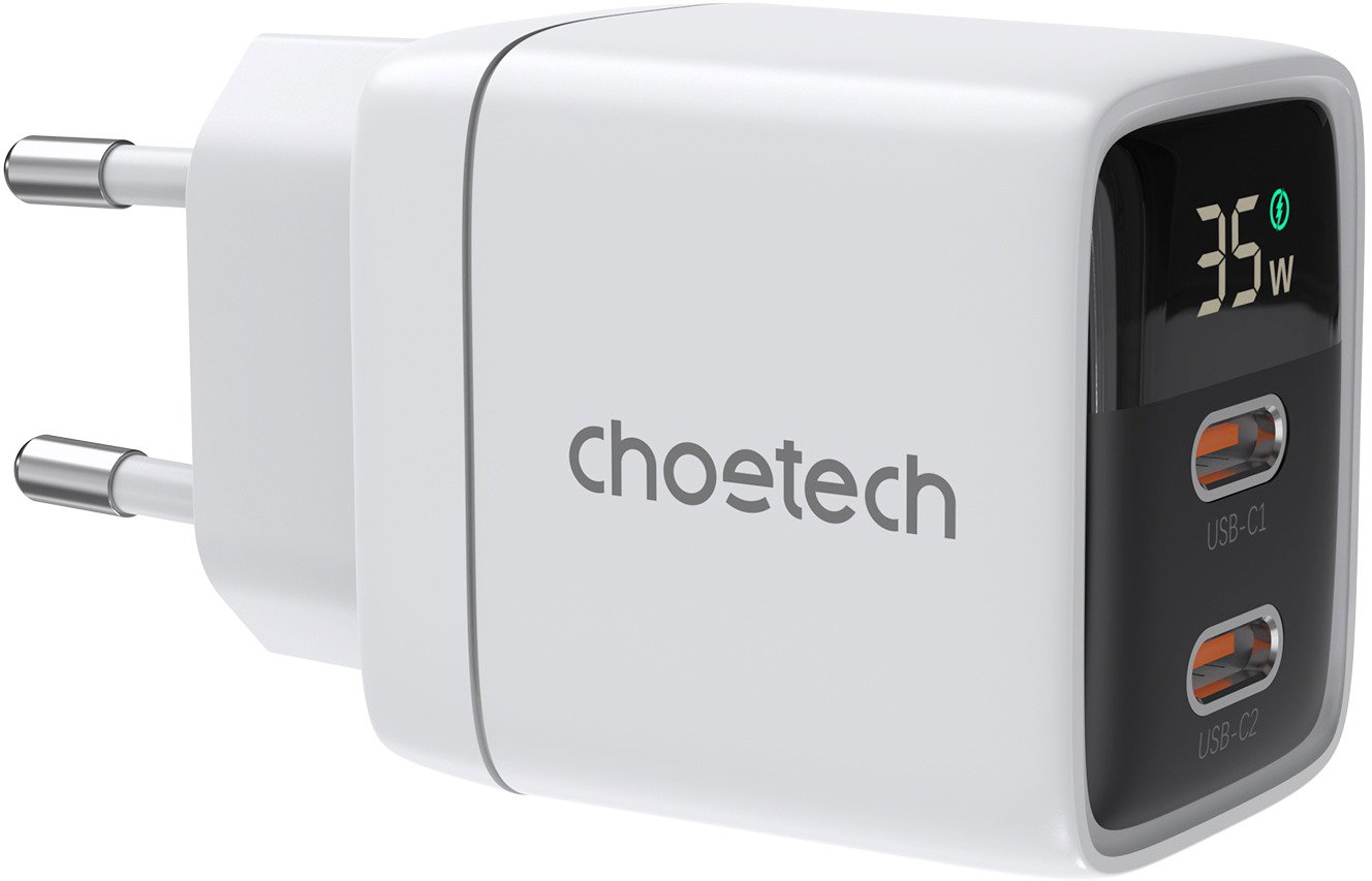 ChoeTech PD35W Dual Type-C GAN PD35W Wall Charger, white - Töltő ...
