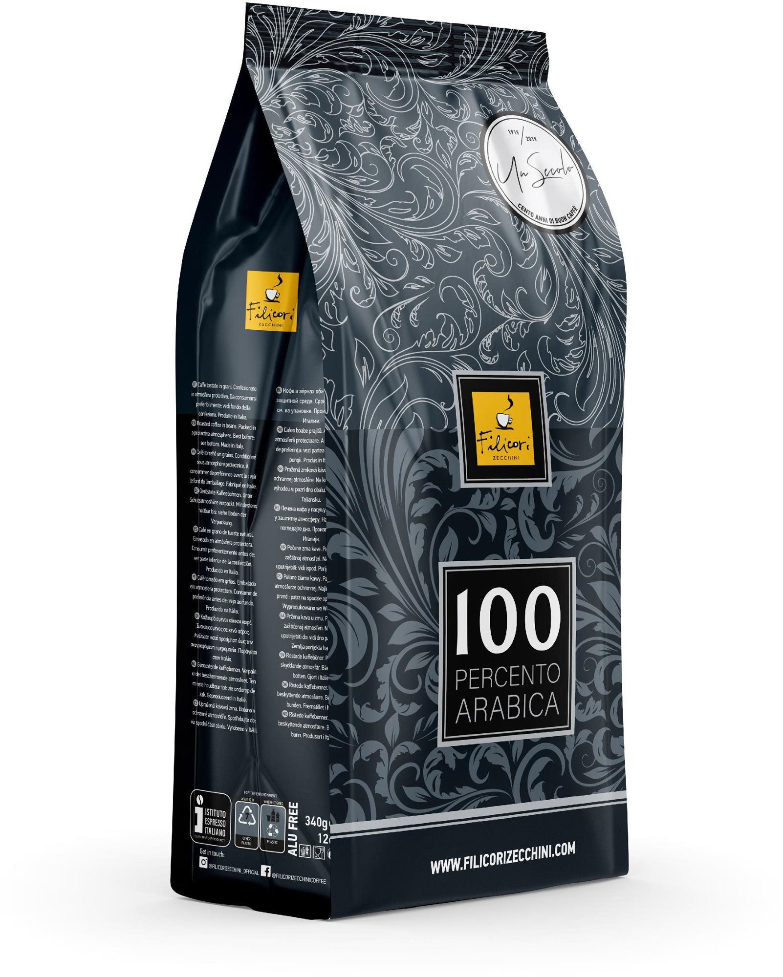 Filicori Zecchini 100% Arabica, 100. výročí, zrnková káva, 340g - Káva ...