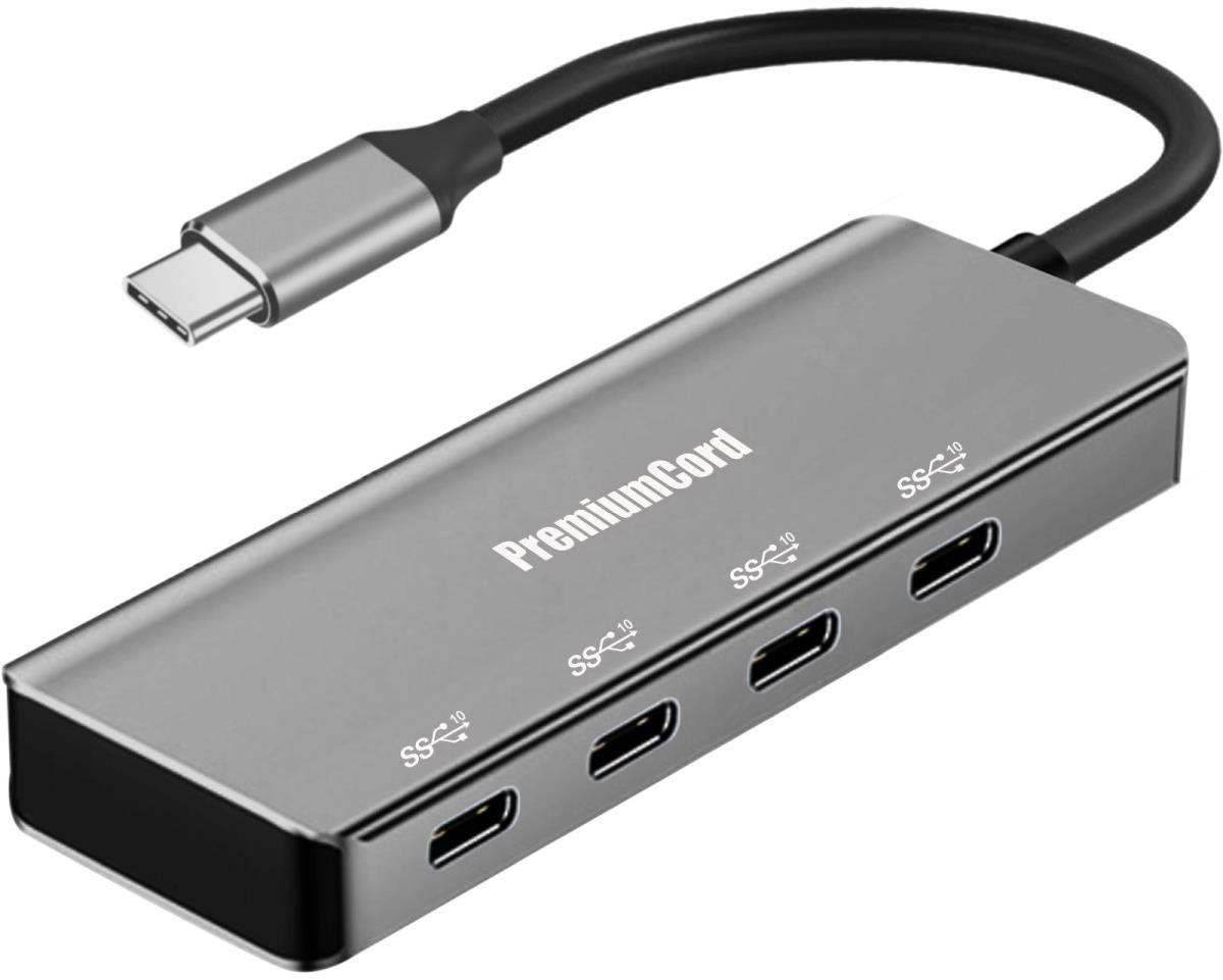 PremiumCord 5G SuperSpeed Hub USB-C na 4x USB 3.2 C Aluminum - USB Hub ...