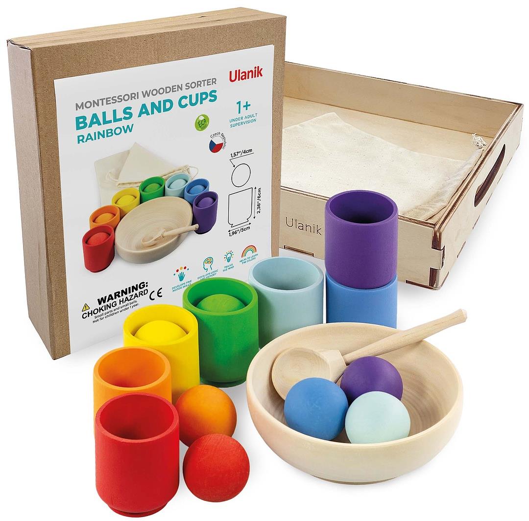 ULANIK Rainbow: balls in cups - Montessori hračka | Alza.cz