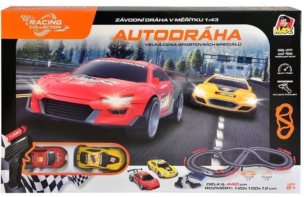 Autodráha, 2 auta, 2 ovladače, s EU adaptérem, délka trati 440 cm, 120 ...