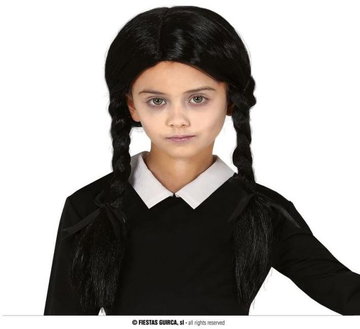 Černá paruka s copánky - dětská - addamsova rodina - halloween - Paruka ...