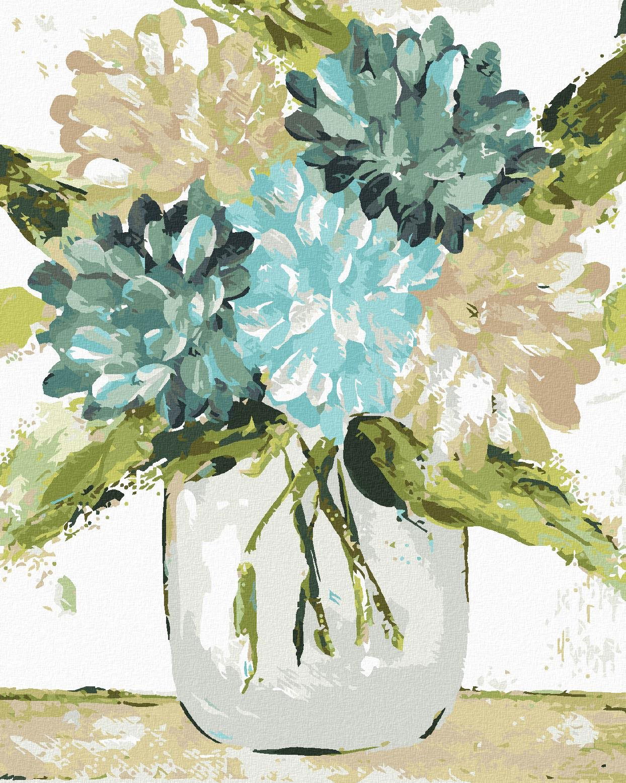 Hortenzie ve váze (Haley Bush), 40×50 cm, vypnuté plátno na rám ...