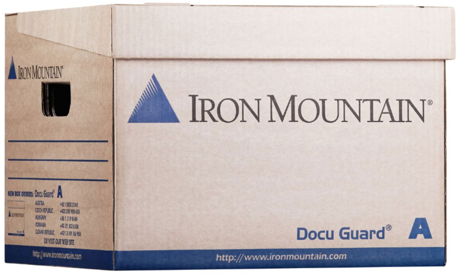 Iron Mountain Box A, 35 × 31 × 25 cm, hnědo-modrá - Archivační krabice ...