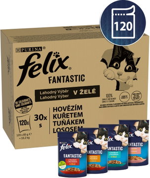 Felix Fantastic kapsičky pro kočky hovězí, kuře, tuňák, losos 120x85 g ...