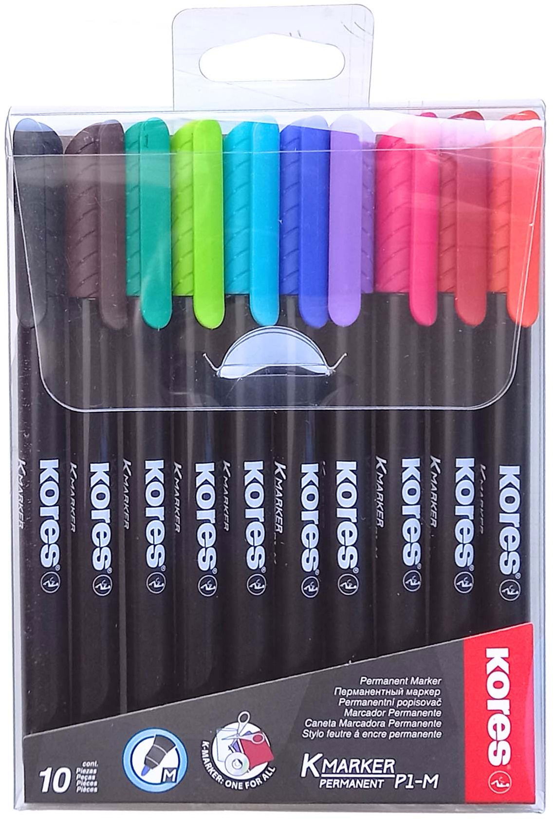 KORES K-MARKER permanentní, tenký hrot M - sada 10 barev - Popisovače ...