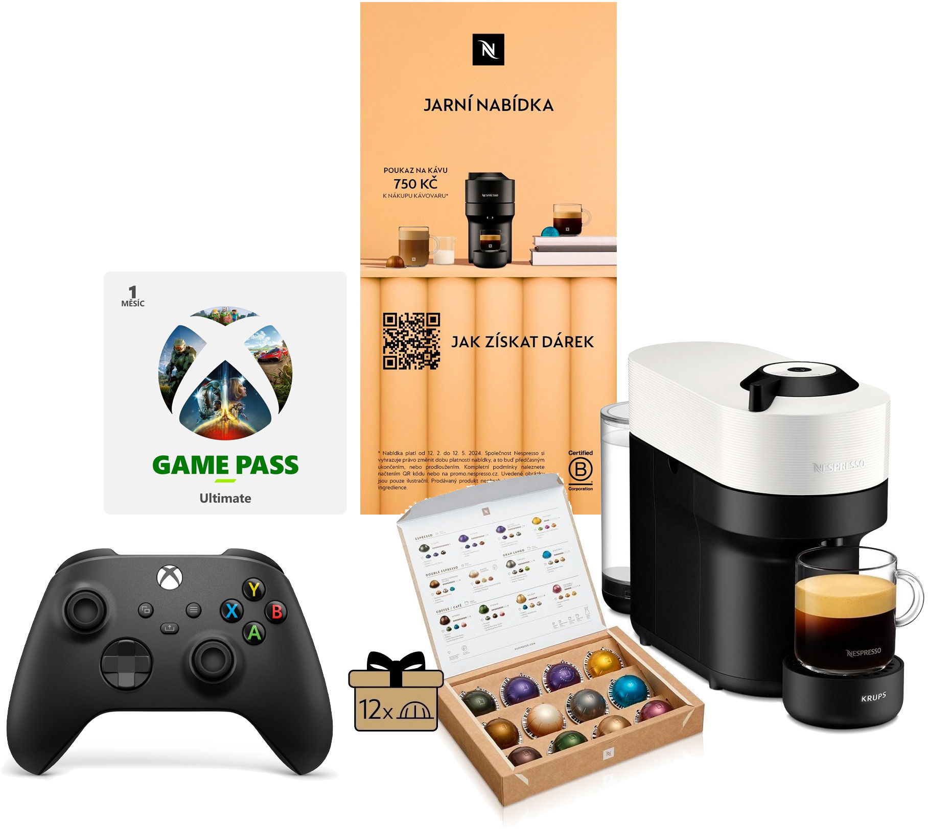 NESPRESSO Vertuo Pop Coconut White + kávový poukaz + Xbox Controller ...