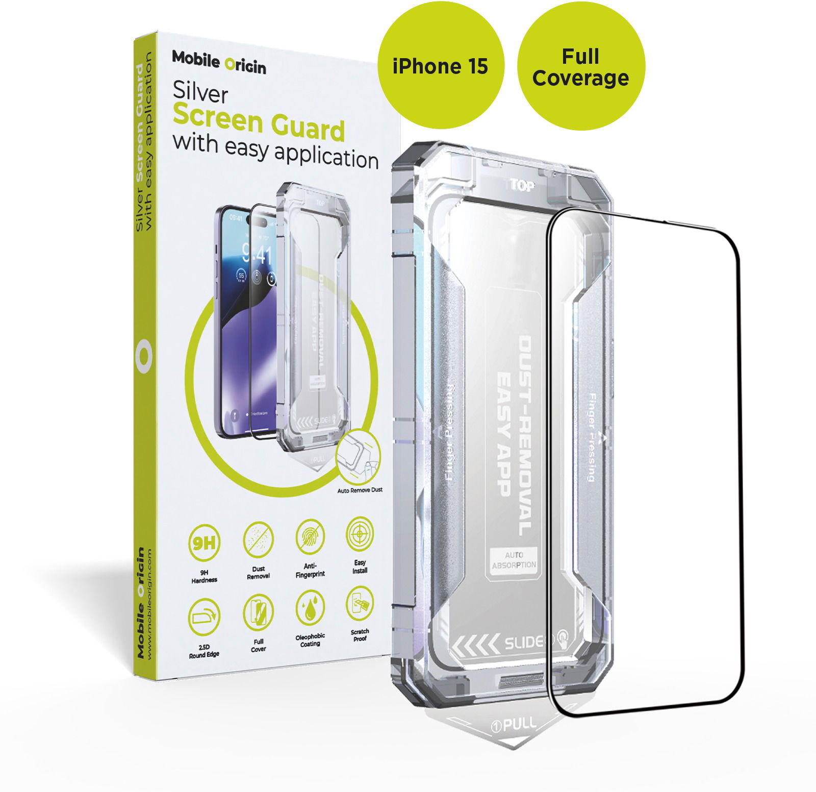 Mobile Origin Yellow Screen Guard iPhone 15 s aplikátorem - Ochranné ...