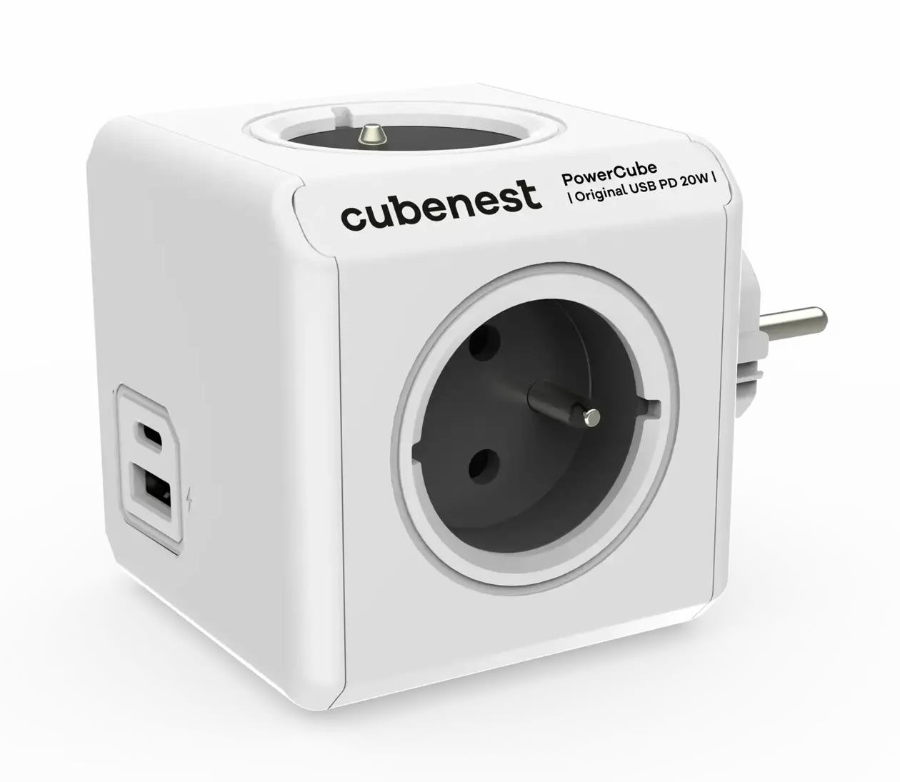 Cubenest Powercube Original USB PD 20W, A+C, 4x zásuvka, bílá/šedá ...