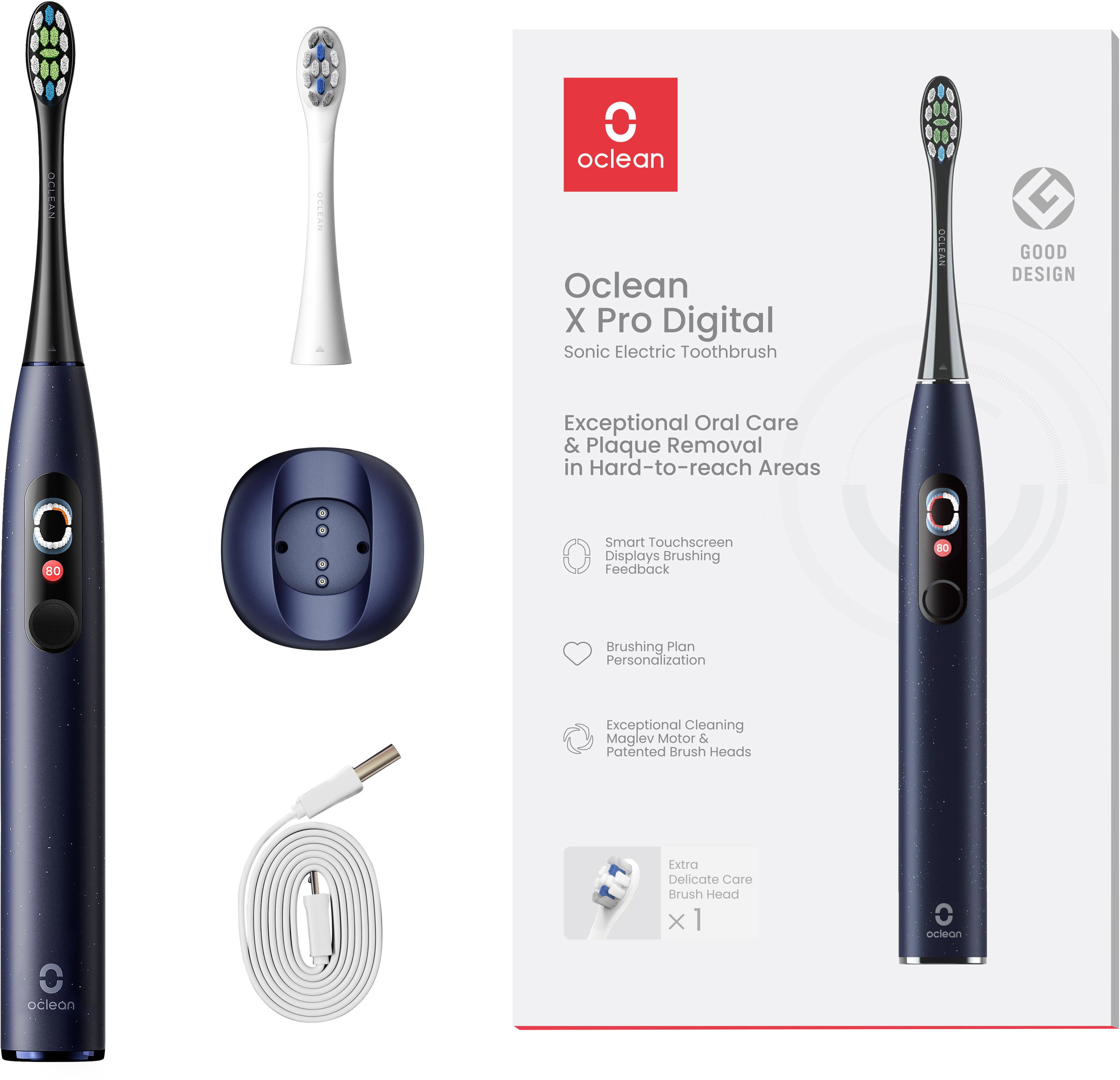 Oclean X Pro Digital Dark Blue za 2 499 Kč - Elektrický zubní kartáček ...