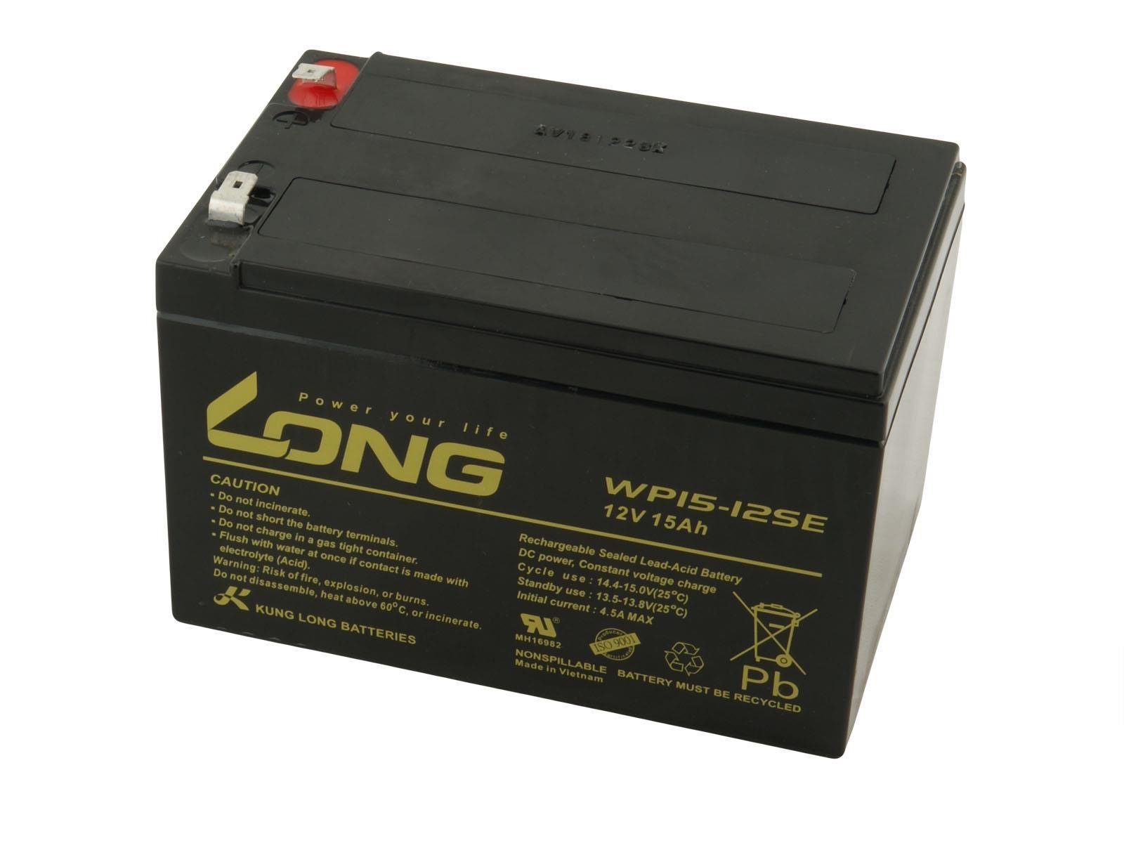 Long 12V 15Ah Lead-Acid Battery DeepCycle AGM F2 (WP15-12SE) - Traction ...