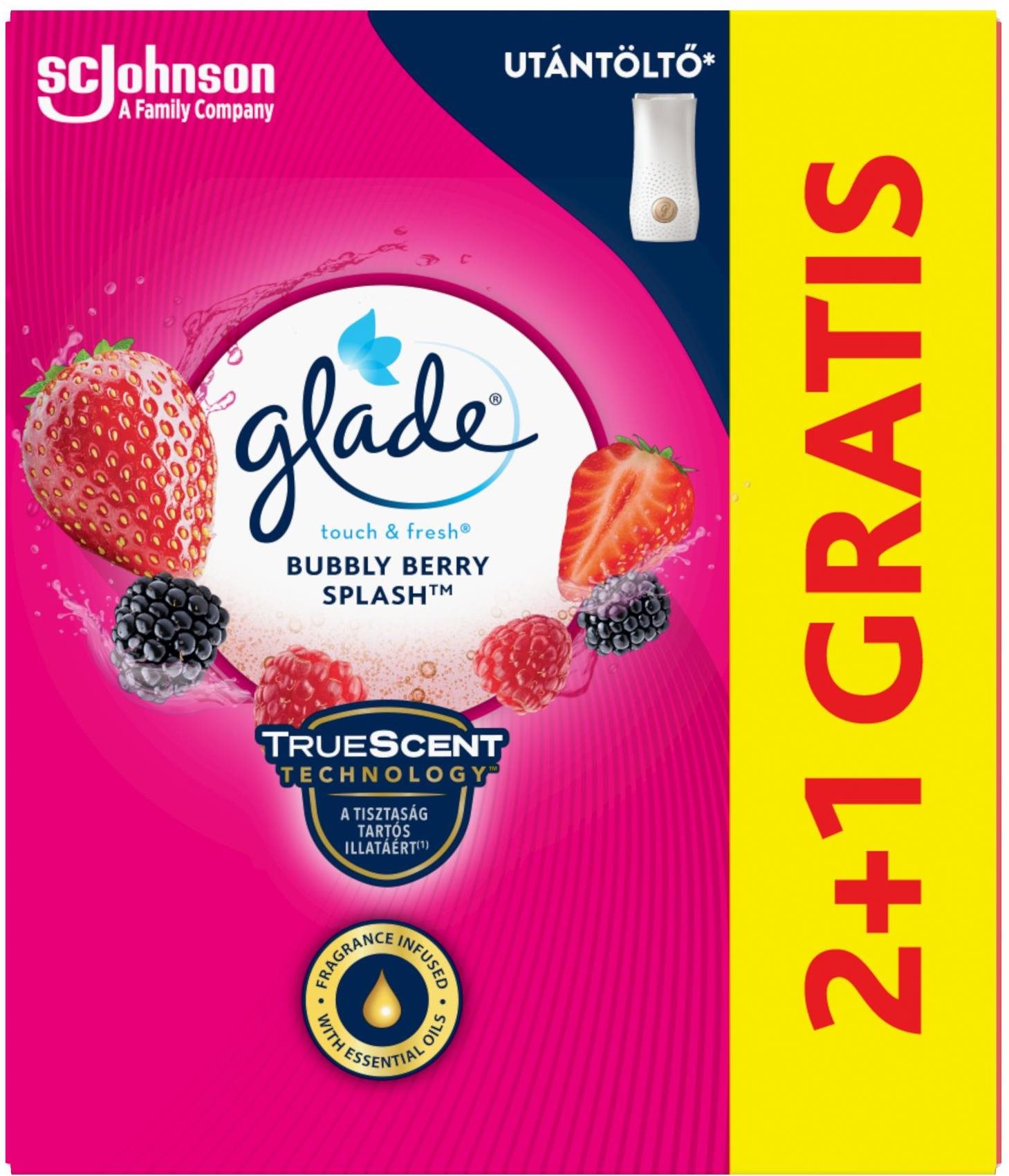 GLADE Touch&Fresh Bubble Berry Splash náplň 3× 10 ml - Osvěžovač ...