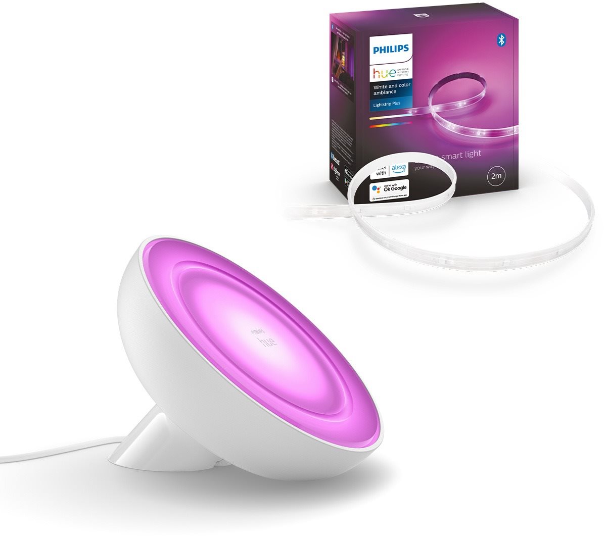 Hue Lightstrip Plus V4 EMEA 2m base kit + Hue Bloom gen4 EU/UK white ...