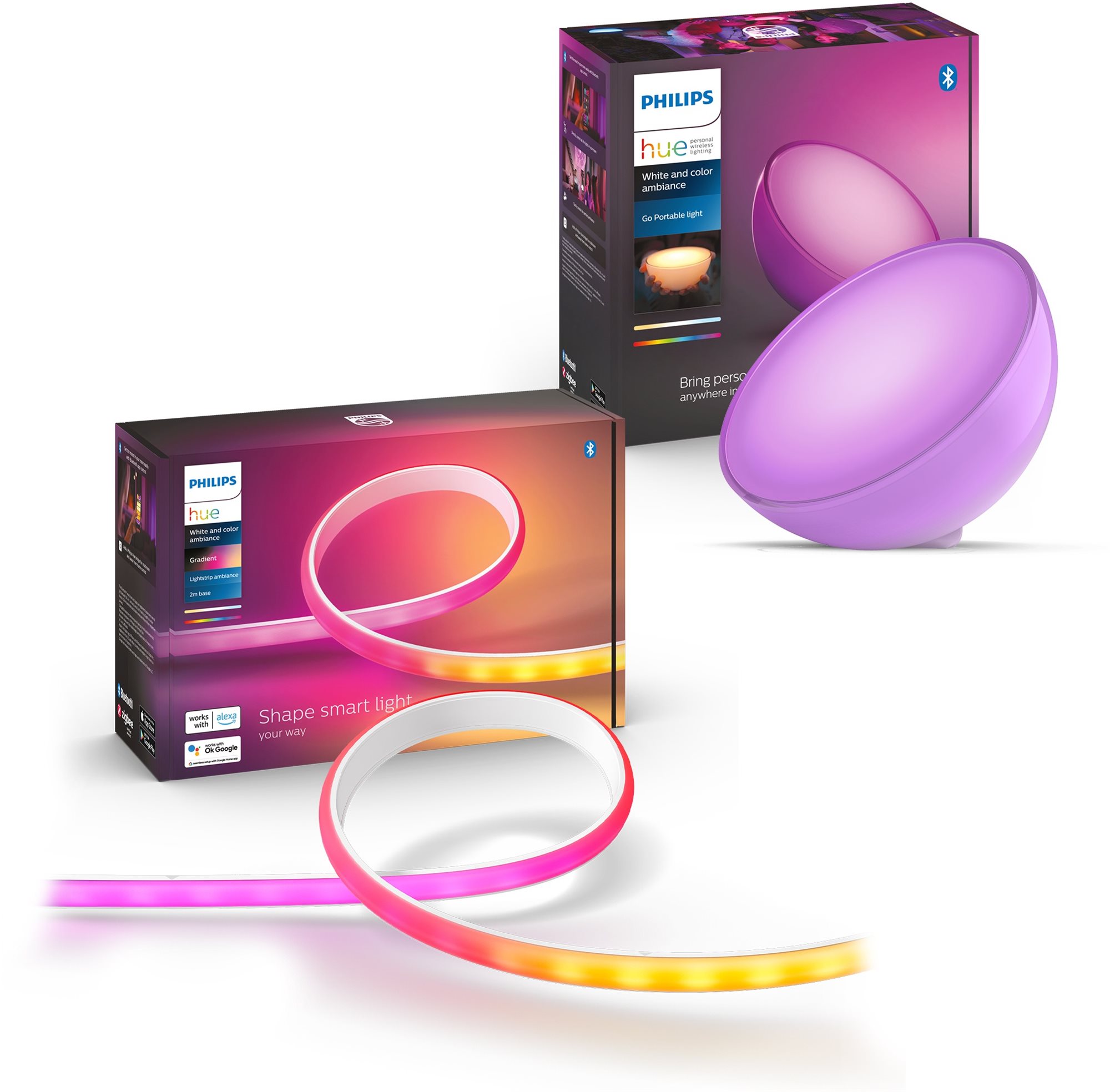 COL Hue Go V2 EU White + Hue Gradient Lightstrip Base EU UK - Okos ...