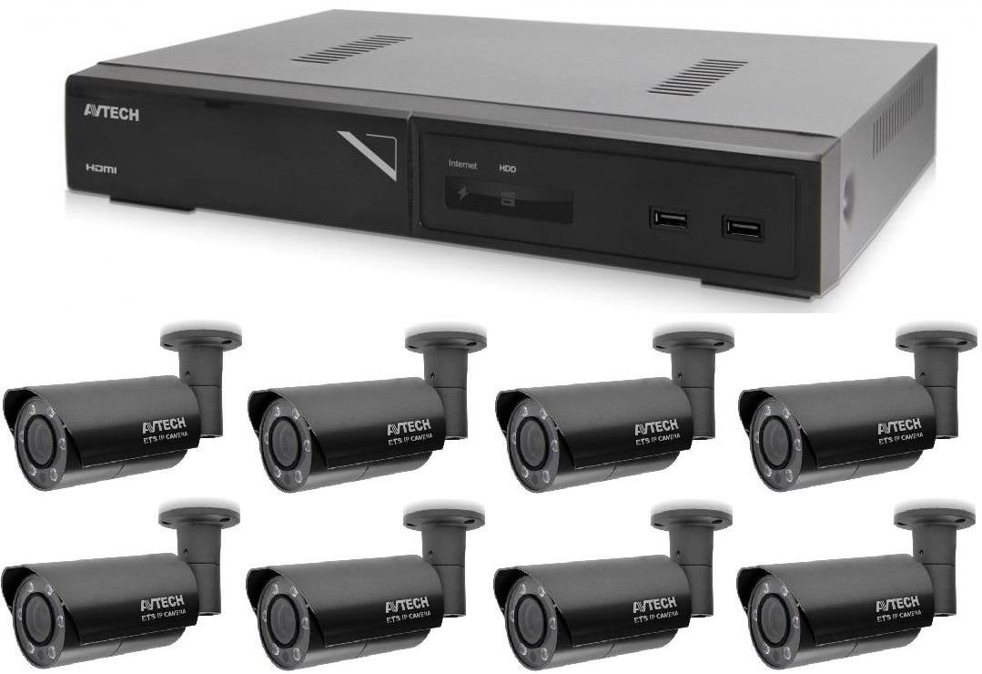AVTECH set 1 × AVTECH NVR AVH1109 + 8 × 5MPX IP Bullet kamera AVTECH AVTECH AVM5547 + 8 × Kabel ...
