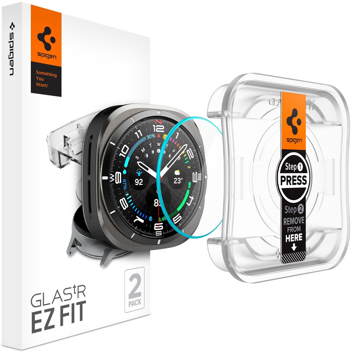 Spigen Glass tR EZ Fit 2 Pack Transparency Samsung Galaxy Watch Ultra ...