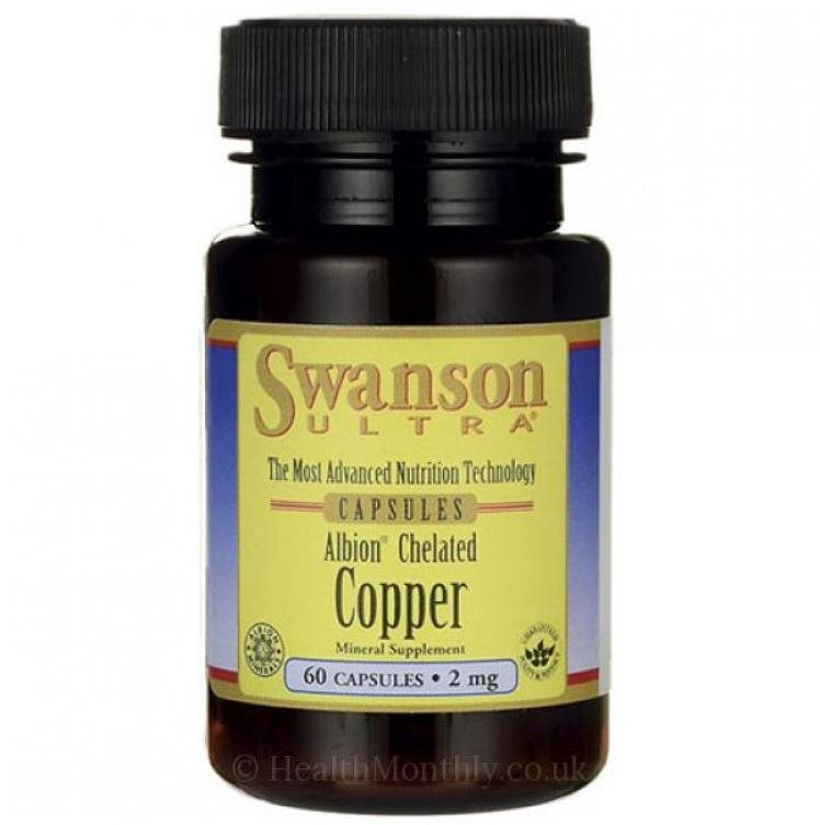 Swanson Copper Chelated (měď v chelátové vazbě), 2 mg, 60 kapslí ...