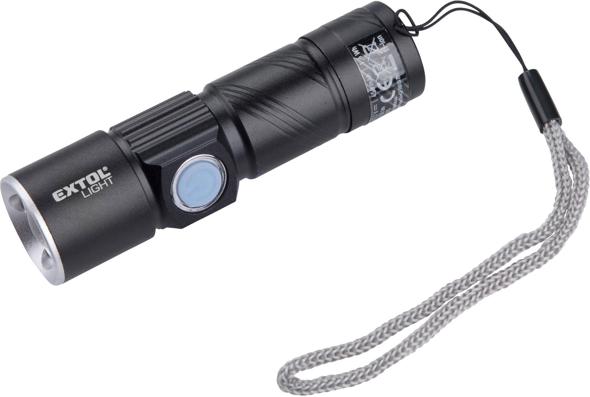 EXTOL LIGHT svítilna 150lm, nabíjecí, USB, zoom, XPE 3W LED, 43135 ...