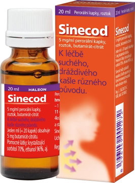 Sinecod 5 mg/ml, kapky pro děti proti suchému kašli 20 ml - Léčivý ...