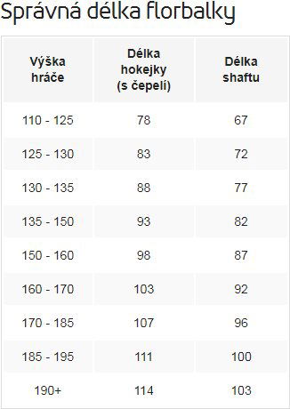 Floorball Stick Size Chart | Floor Roma