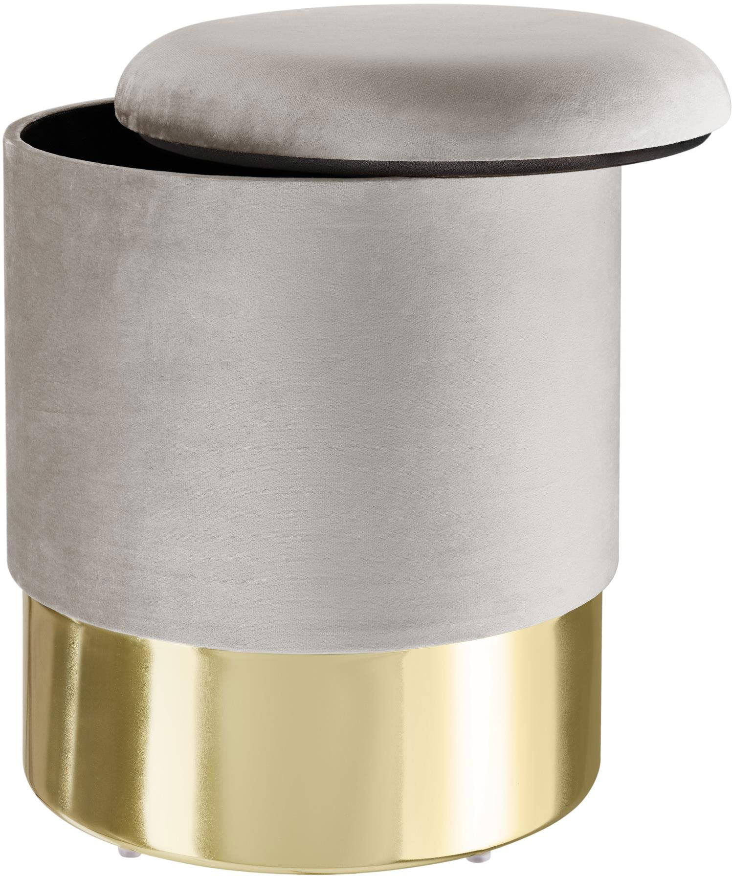 Taburet Sarina čalouněný, sametový vzhled s úložným prostorem, světle ...