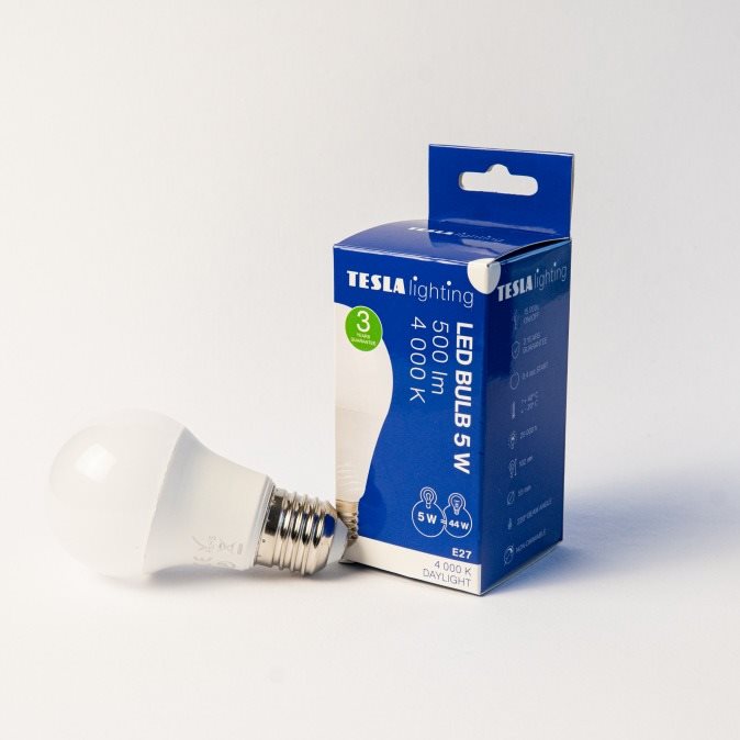 Tesla - LED žárovka BULB, E27, 5W, 230V, 500lm, 25 000h, 4000K denní ...