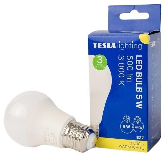 Tesla - LED žárovka BULB, E27, 5W, 230V, 500lm, 25 000h, 3000K teplá ...
