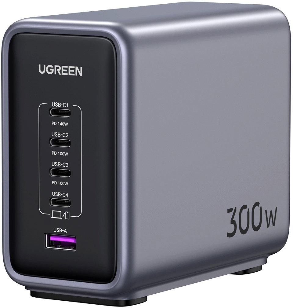 Ugreen 1*USB-A+4*USB-C 300W Desktop Fast Charger EU - Nabíječka do sítě ...