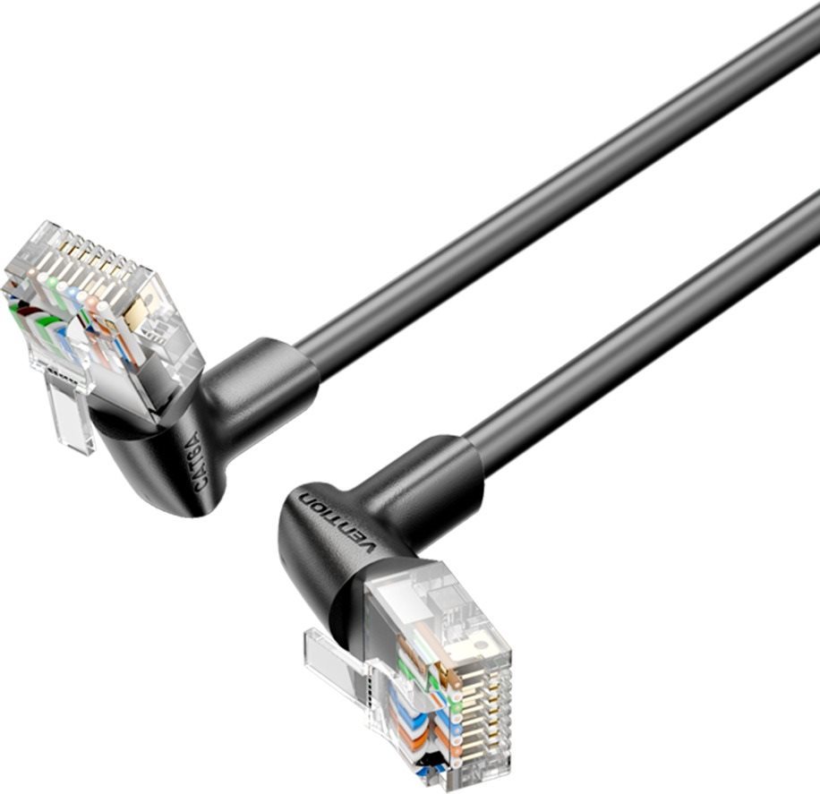 Vention Cat6A UTP Rotate Right Angle Ethernet Patch Cable 0.5M Black ...