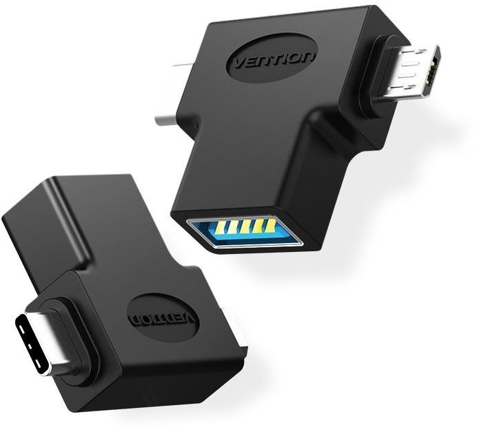 Vention OTG Adapter Black micro USB + USB-C to USB for Android ...