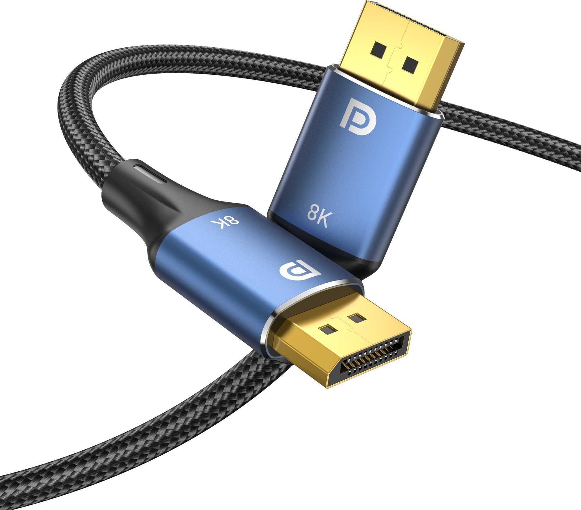 Vention Cotton Braided DP (DisplayPort) 1.4 Cable 8K 5m Blue Aluminum ...