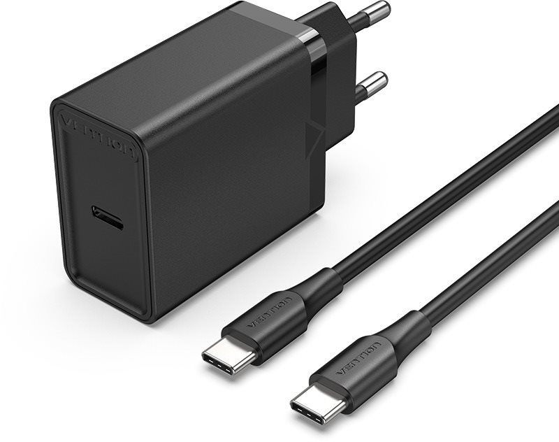 Vention 1-port 25W USB-C Wall Charger with USB-C Cable Black ...