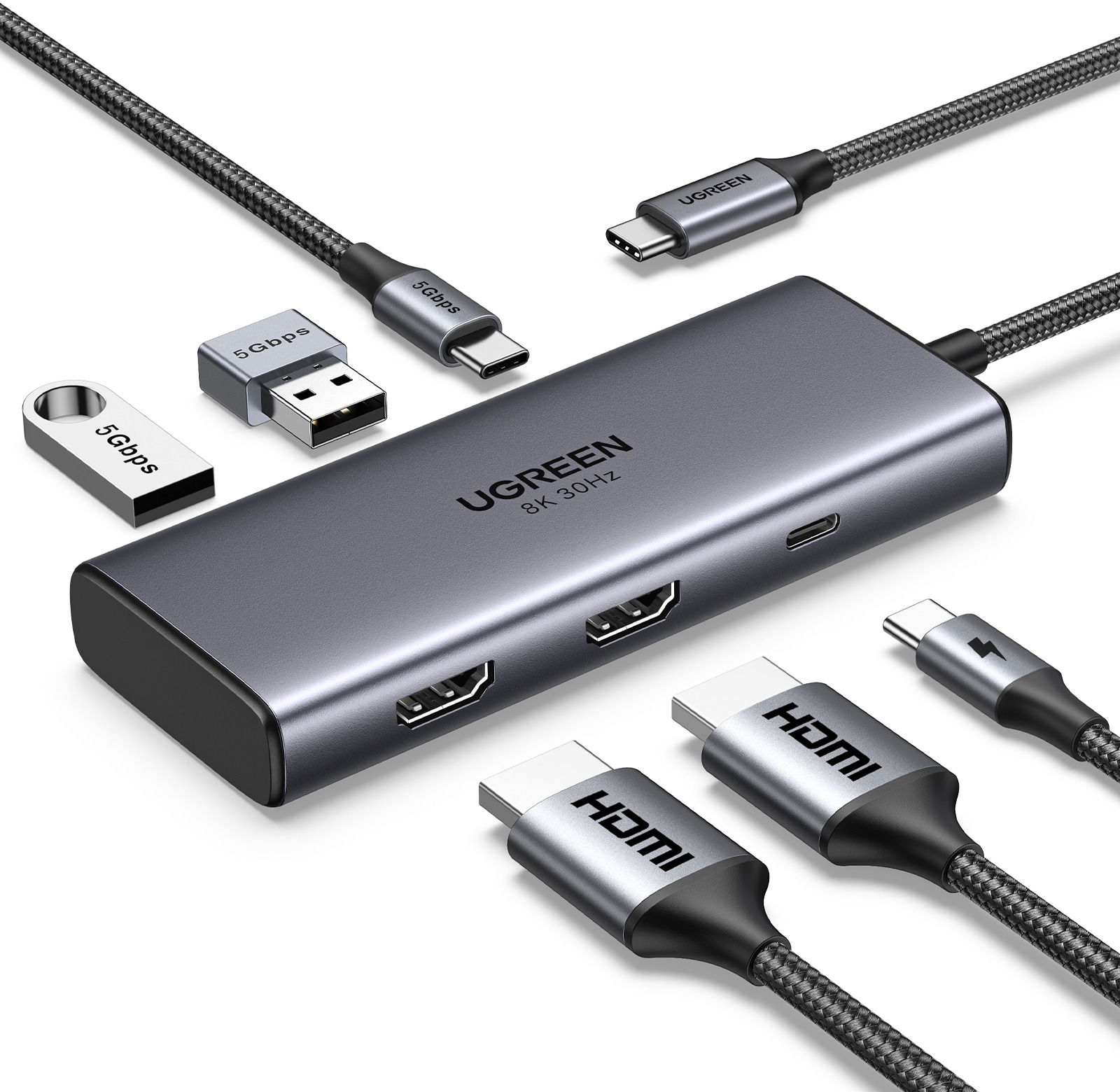 UGREEN 6-in-1 USB-C to 2*HDMI/2*USB 3.0/PD100W - Replikátor portů | Alza.cz